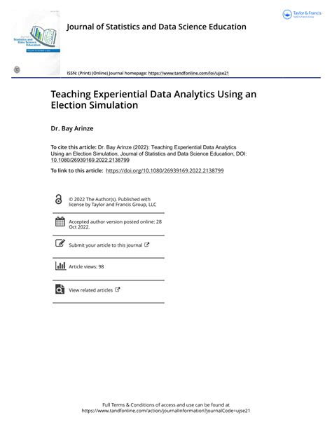 pdf teaching experiential data analytics using an election simulation
