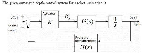 solved an automatic depth control system for a robot submarine is