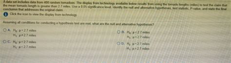 Solved A Data Set Includes Data From 400 Random Tomadoes