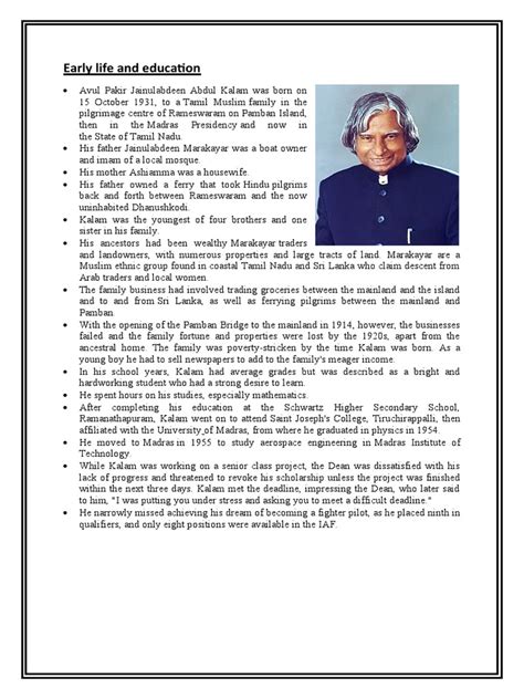 Dr Apj Abdul Kalam Biography Pdf