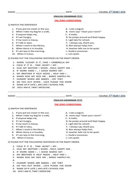 Zero And First Conditional Test 5to Iv 2024 Pdf