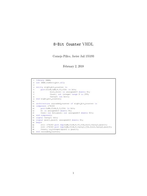 8 Bit Counter Vhdl Cornejo Pillco Javier Jail 155193 Pdf