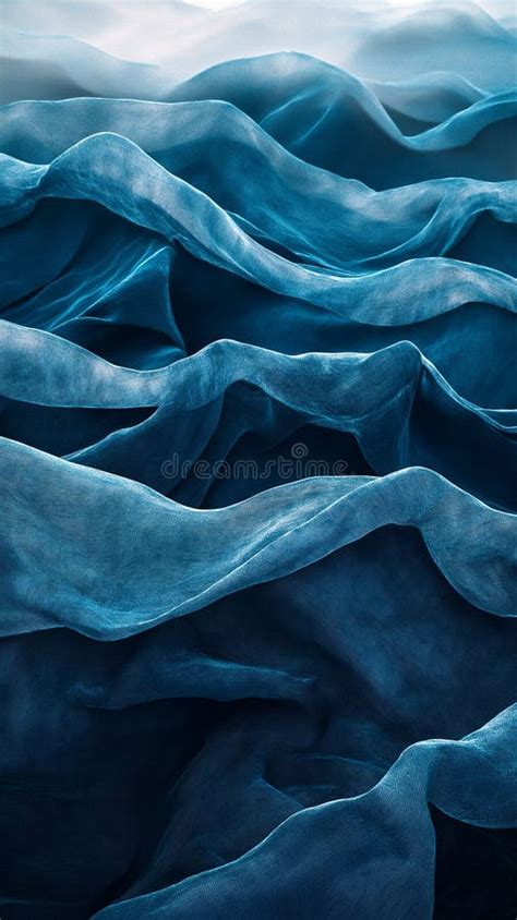 Wavy Blue Fabric Draping To Create A Serene And Textured Effect On A Calm Background Generative