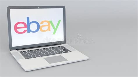 laptop with ebay inc logo computer technology conceptual editorial 3d