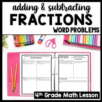 Adding Subtracting Mixed Numbers With Like Denominators Word Problems Practice