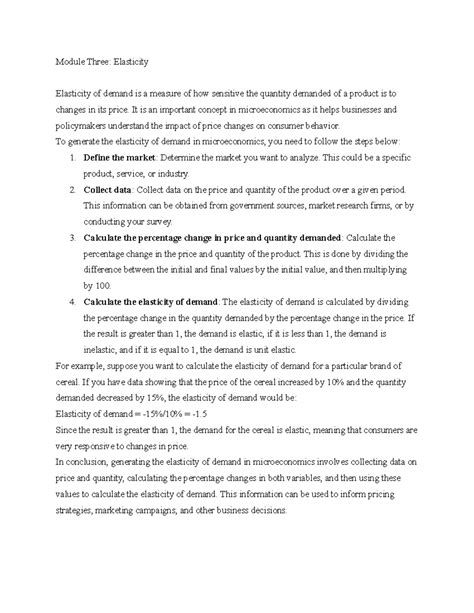 Module Three Elasticity Module Three Elasticity Elasticity Of Demand