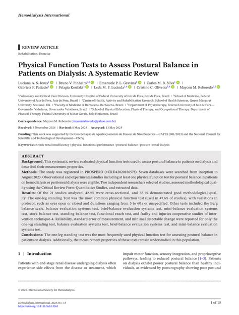 Physical Function Tests To Assess Postural Balance In Patients On