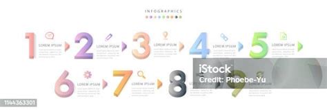 벡터 인포 그래픽 디자인 Ui 템플릿 다채로운 그라데이션 9 3d 숫자 레이블 및 아이콘 0명에 대한 스톡 벡터 아트 및 기타 이미지 0명 개념 그래픽 사용자