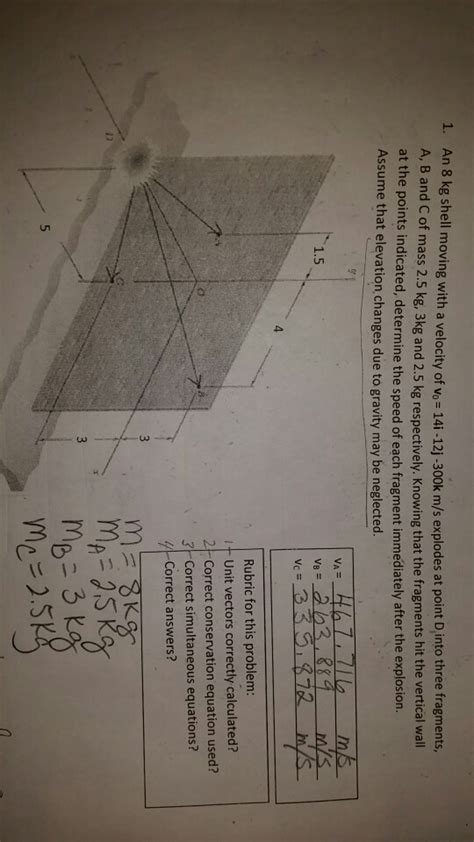 solved 1 an 8 kg shell moving with a velocity of vo