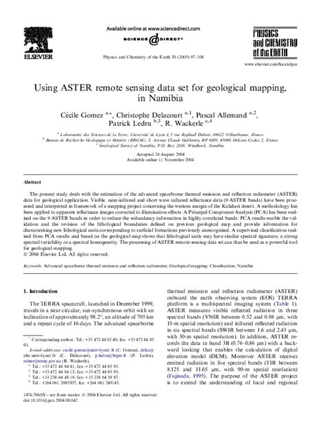 Pdf Using Aster Remote Sensing Data Set For Geological Mapping In Namibia