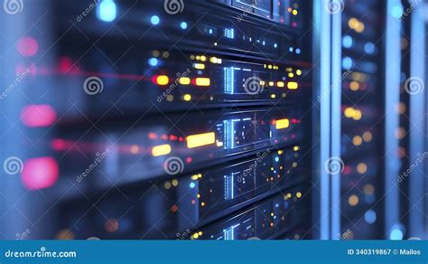 Advanced Data Center Filled With Flashing Servers In Sleek Organized