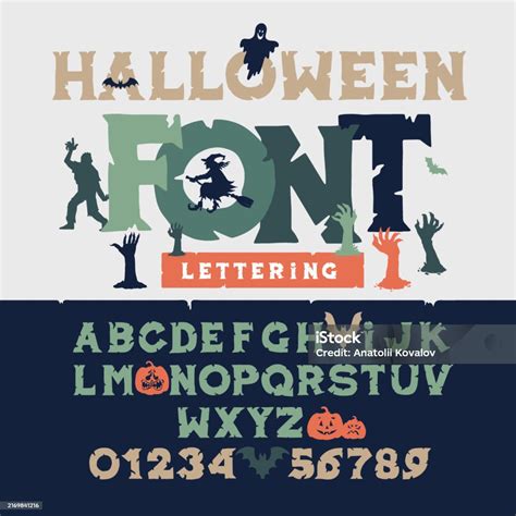 할로윈 휴일 벡터 글꼴 으스스한 서체 무서운 유형 마법 마법 알파벳 및 숫자 디자인 벡터 타이포그래피 칩이 있는 두꺼운 글자 그리고 손상 공포 문자 숫자에 대한 템플릿입니다