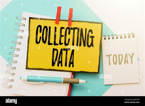 Hand Writing Sign Collecting Data Business Approach Gathering And Measuring Information On