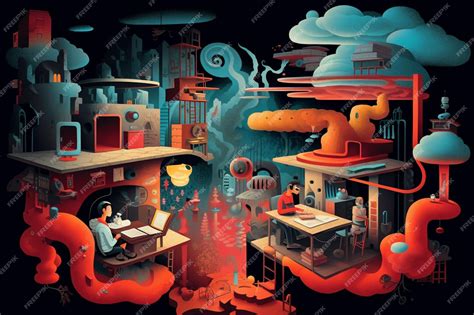 Premium Ai Image Illustration Of A Man Sitting In A Chair In A City With A Computer Generative Ai