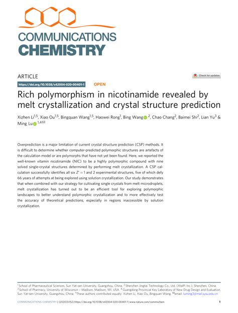 Pdf Rich Polymorphism In Nicotinamide Revealed By Melt
