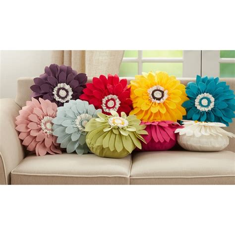 Felt Flower Design Poly Filled Throw Pillow On Sale Overstock