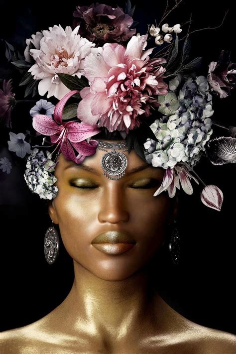Sf1532 Tempered Glass Wfoil Floral Lady 40x60 By Classy Art