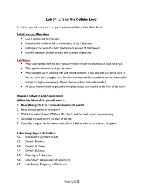 Life On The Cellular Level Lab Protocol And Datasheet V4 1 Pdf