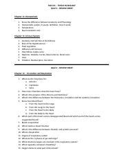 SCB 101 Quiz Review Homeostasis Urinary System Circulation Course Hero