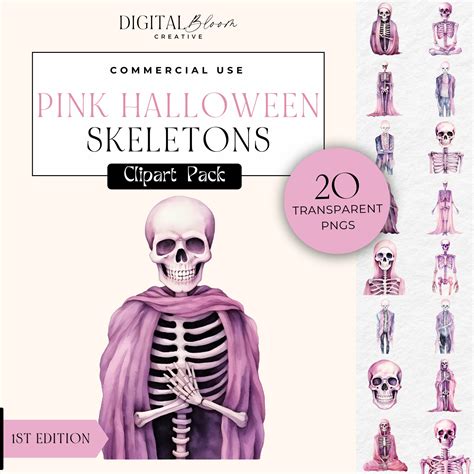 Pink Halloween Skeleton Clipart Spooky Png Graphics Halloween Skull