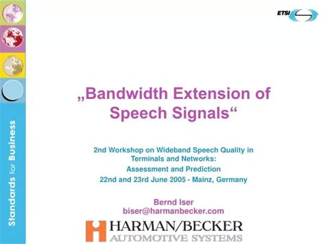 Ppt „bandwidth Extension Of Speech Signals“ Powerpoint Presentation Id 4219546