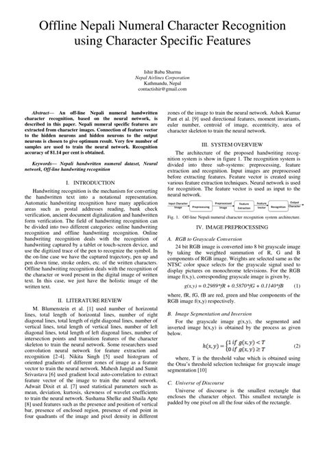 Pdf Offline Nepali Numeral Character Recognition Using Character Specific Features