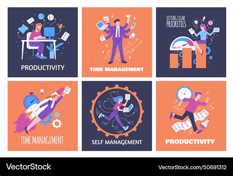 Productivity And Time Management Concept Posters Vector Image