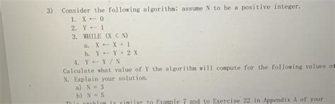 Solved 3 Consider The Following Algorithm Assume N To Be A