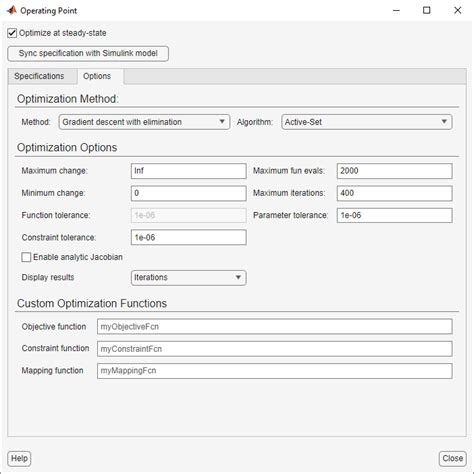 Specify Steady State Operating Point For Response Optimization MATLAB Simulink