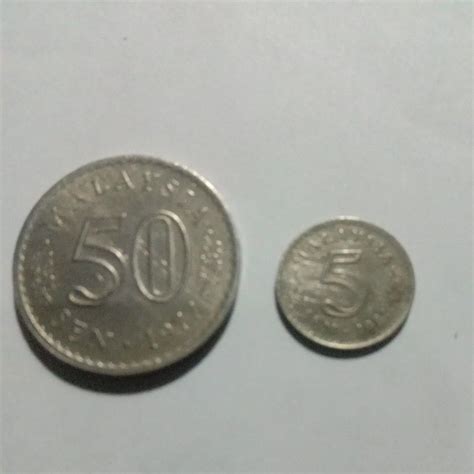 Jual 50 Sen 5 Sen Malaysia 50 Sen Tahun 1977 5 Sen Tahun 1981