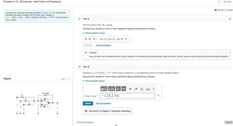 Solved Consider The Inverting Summing Amplifier In Figure