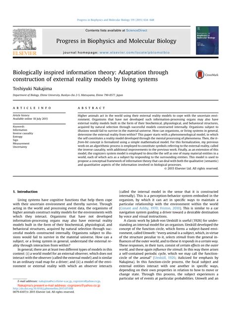 pdf biologically inspired information theory adaptation through construction of external