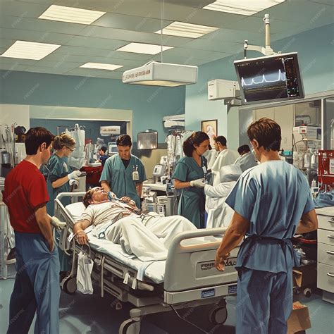 A Busy Emergency Room With Medical Staff And Patients Being Treated