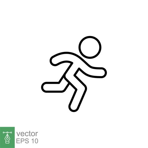 Runner Icon Simple Outline Style Man Run Fast Race Sprint Sport Concept Thin Line Vector