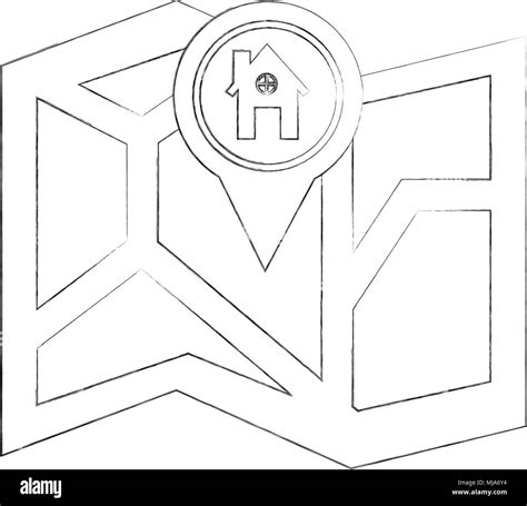 Folded Gps Map Navigation Home Pin Vector Illustration Sketch Stock Vector Image And Art Alamy
