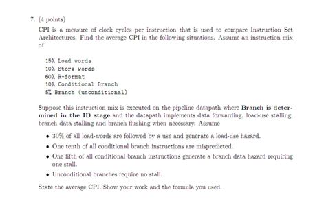 Solved Points CPI Is A Measure Of Clock Cycles Per Chegg