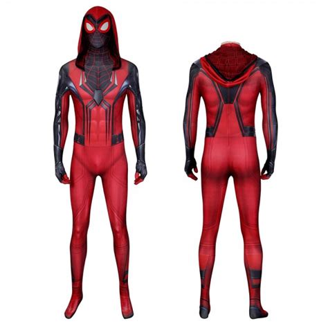 Spider Man Costume Miles Morales Ps5 Crimson Cowl Cosplay Suit Ccosplay