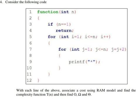solved 4 consider the following code 1 function int n 2 3