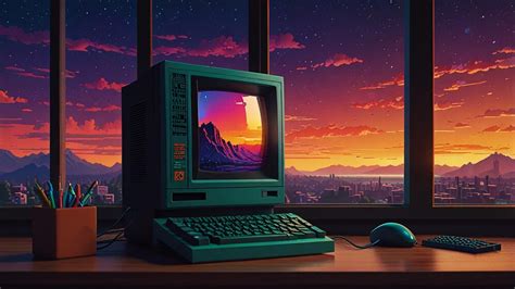 Pixelated 90s Computer Desktop Retro Technology Nostalgic Interface