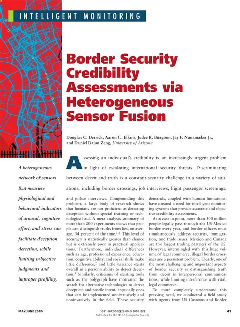 Pdf Border Security Credibility Assessments Via Heterogeneous Sensor
