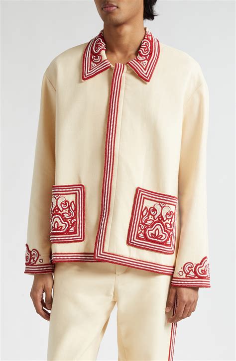 Bode Beaded Flora Cotton Jacket Nordstrom Sticken
