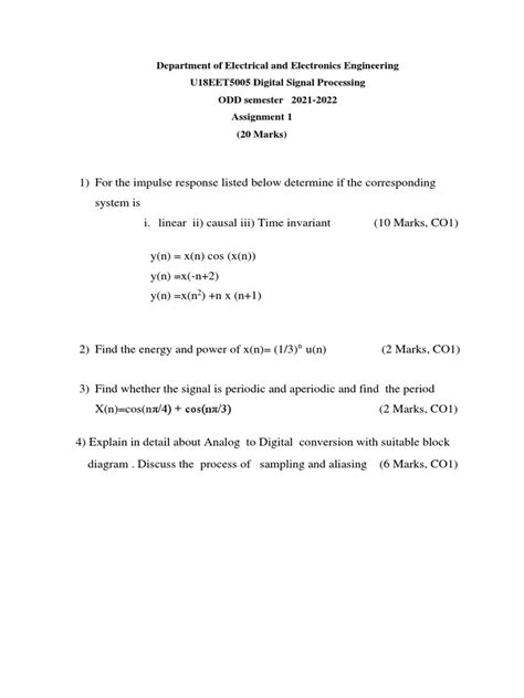 Dsp Assignment 1 Pdf