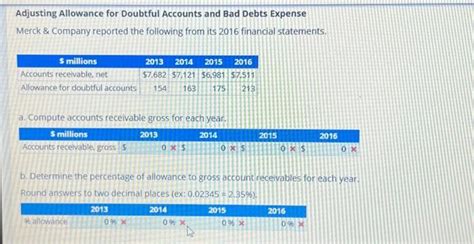 adjusting allowance for doubtful accounts and bad