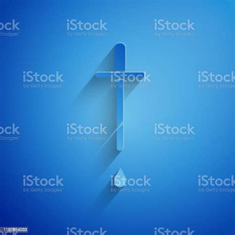 파란색 배경에 격리 된 종이 잘라 파이펫 아이콘 의료 화학 실험실 장비의 요소 드롭 파이펫 의학 기호입니다 종이 아트