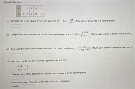 solved consider the data a compute the mean square error