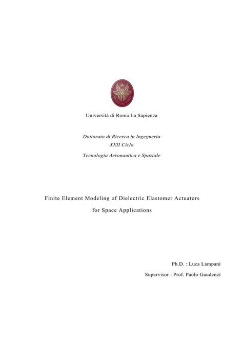 pdf finite element modeling of dielectric elastomer di roma la