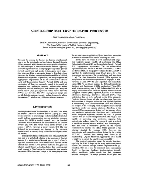 Pdf A Single Chip Ipsec Cryptographic Processor