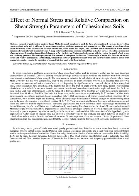 Pdf Effect Of Normal Stress And Relative Compaction On Shear Strength