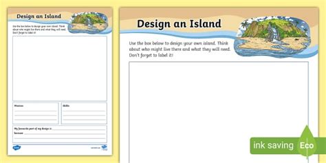 Design An Island Worksheet Teacher Made Twinkl
