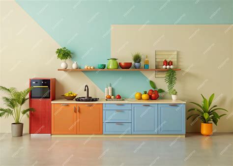 Abstract Modern Kitchen Design Layout Premium Ai Generated Image
